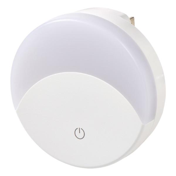 ELPA スイッチ付きＬＥＤライト PM-LF003TP(W) ・スイッチ部分がフラットでスタイリッシュなデザイン・コンセントに差し込むだけですぐに使える・タッチスイッチ