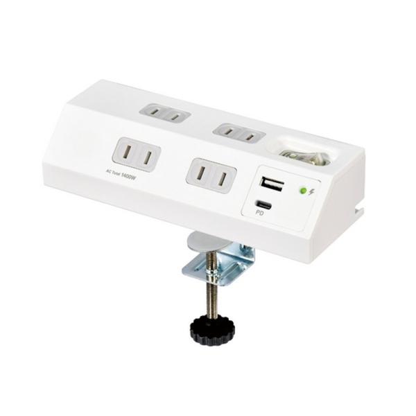 ELPA 集中スイッチ付きデスクＵＳＢタップ WLS-RDS4222SUCW ・PD(パワーデリバリー)対応・４個口２ポート仕様・スッキリ配線L型プラグ