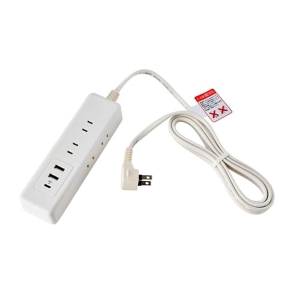 ELPA コード付きタップ　6個口　USB A×2、C×1　雷ガード WL-R6322SUCW 白・PD(パワーデリバリー)対応で超速充電・誘導雷を吸収。雷から接続機器を守る・コンセント6個口＋USB3ポートなのにコンパクト