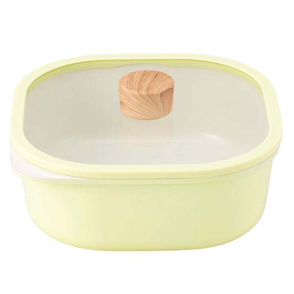 岩谷産業 スクエアポット20 CB-A-SP20-Y イエロー・カセットこんろで使えるスクエアポット・丸みのある20cm×20cmのスクエアデザイン・ガラス蓋付きで「煮込み料理」や「蒸し料理」「オーブン料理」「炊飯」などマルチに活躍。