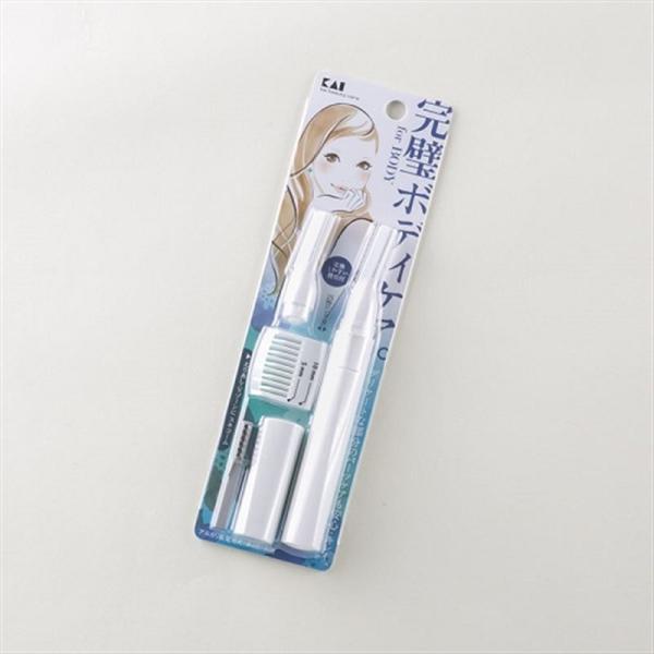 貝印 ムダ毛トリマー KQ1803 <b><u>※電池別売（アルカリ）単４×１本</u></b>・刃の交換が簡単にできる新電動トリマー・手早くお手入れできる25mm刃を備えた電動フェイスケアツ...