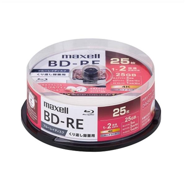 maxell（マクセル） 録画用ブルーレイディスク BD-RE ひろびろワイドレーベルディスク（1〜2倍速記録対応）スピンドルケース BEV25WPG.25SP ホワイトお取寄せの場合の納期目安：3月上旬以降（2/13現在）・ワイドプリント...