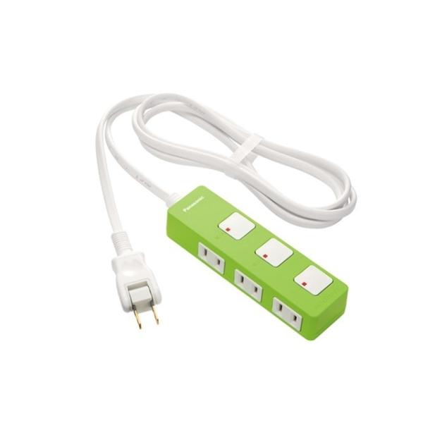 【発売日：2013年08月01日】Panasonic（パナソニック） ザ・タップＺ　３コ口２ｍコード WHS2523GP グリーン・ランプレススイッチ・フラットスイッチですっきりデザイン