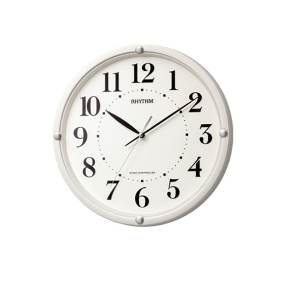 RHYTHM（リズム） 電波アナログ掛け時計 8MY568SR03 <b><u>※電池別売（アルカリ）単３×１本</u></b>・電波連続秒針・立体的な凸文字採用・置き場を選ばないシンプルデザイン