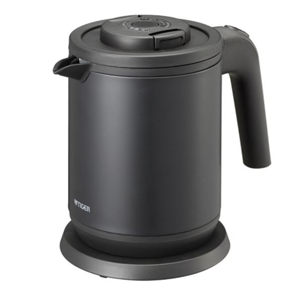 【発売日：2022年11月21日】タイガー魔法瓶 蒸気レス電気ケトル＜６SAFE＋＞ PCK-A081 KM 0.8L　マットブラック・蒸気を外に出さない蒸気レス・万一お湯漏れをおさえる「転倒流水防止構造」・本体が熱くなりにくい本体二重構造
