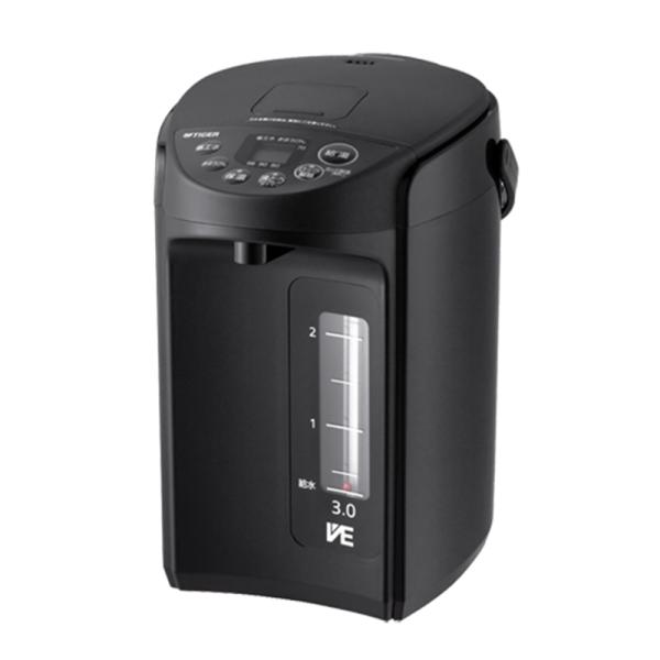 【発売日：2024年09月21日】タイガー魔法瓶 VE電気まほうびん（とく子さんシリーズ） PIQ-G300 KC クールブラック・たっぷり沸かしてまほうびんで保温「節電ＶＥ保温」・エコ温調コース搭載・かんたん操作性