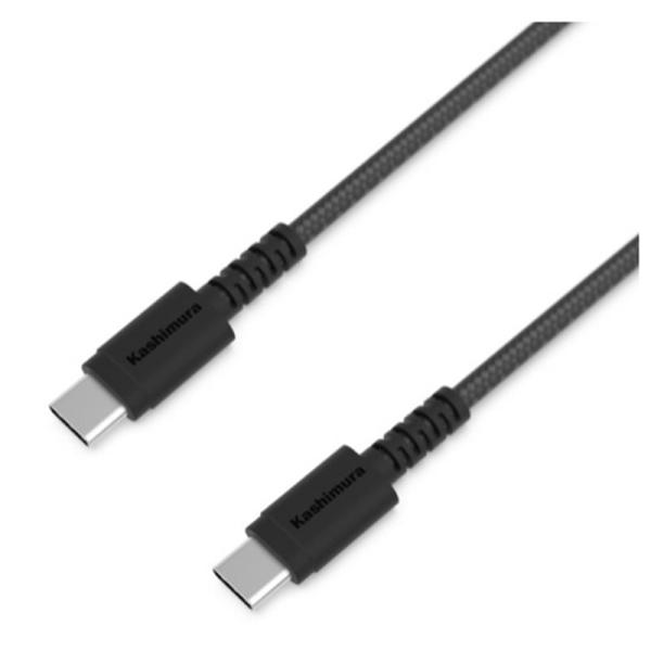 カシムラ USB充電＆同期ケーブル 2m AJ-664 ブラック・USB-PD（最大20V3A）充電器に対応・断線防止、ロングブッシュ構造・高速充電（最大対応PD60W)