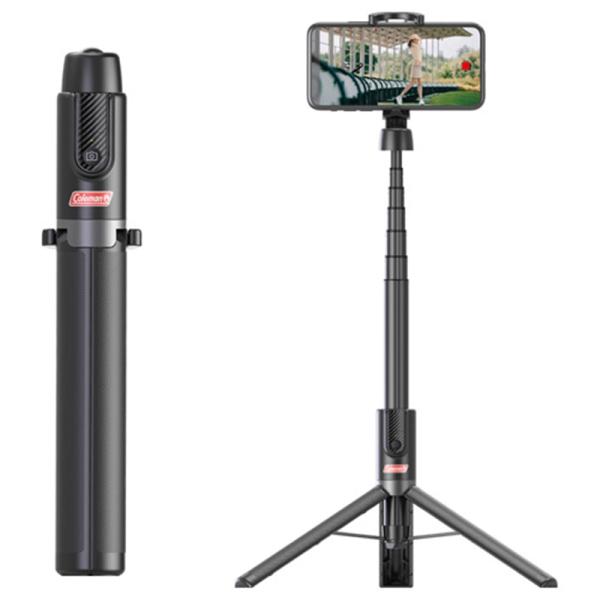 ベルボン Velbon　Coleman　セルフィースタンド　ロング CVSSLBK ブラック・自撮り棒としてもミニスタンドとしても使える最長131cmの7段伸縮ロングスタンド・取り外し可能なBluetooth対応リモコン付き・ホルダー角度調整