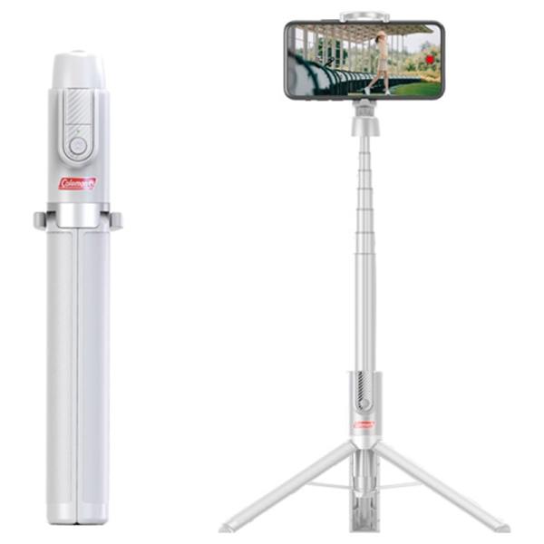 ベルボン Velbon　Coleman　セルフィースタンド　ロング CVSSLWT ホワイト・自撮り棒としてもミニスタンドとしても使える最長131cmの7段伸縮ロングスタンド・取り外し可能なBluetooth対応リモコン付き・ホルダー角度調整
