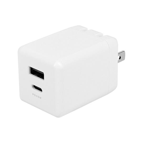 オウルテック Power Delivery対応 AC充電器 PD45W OWL-APD45C1A1G-WH ホワイト・最大45W出力が可能なUSB Type-Cポート・窒化ガリウム（GaN）採用でコンパクト・2台同時にさくさく充電