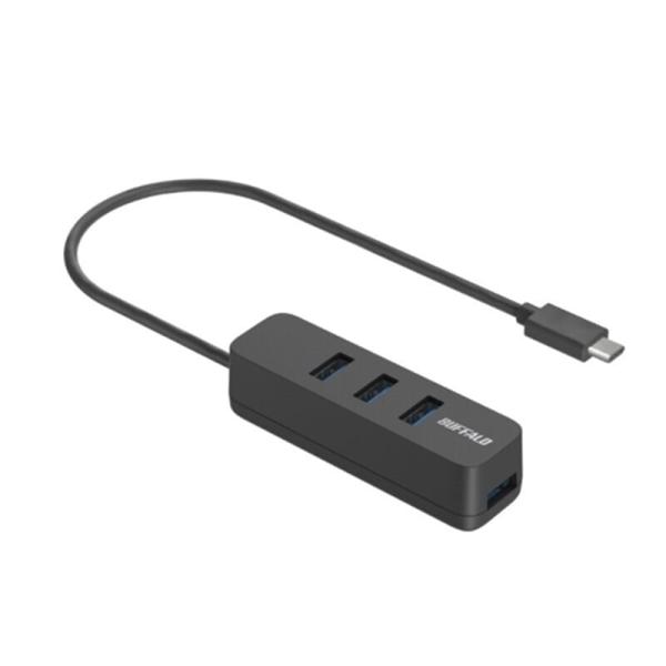 【発売日：2023年01月23日】バッファロー（Buffalo） USBハブ BSH4U320C1BK ブラック・Type-A機器をType-C搭載パソコンで使える・USB 3.2（Gen 1）対応・片手で挿しやすい上挿しタイプ