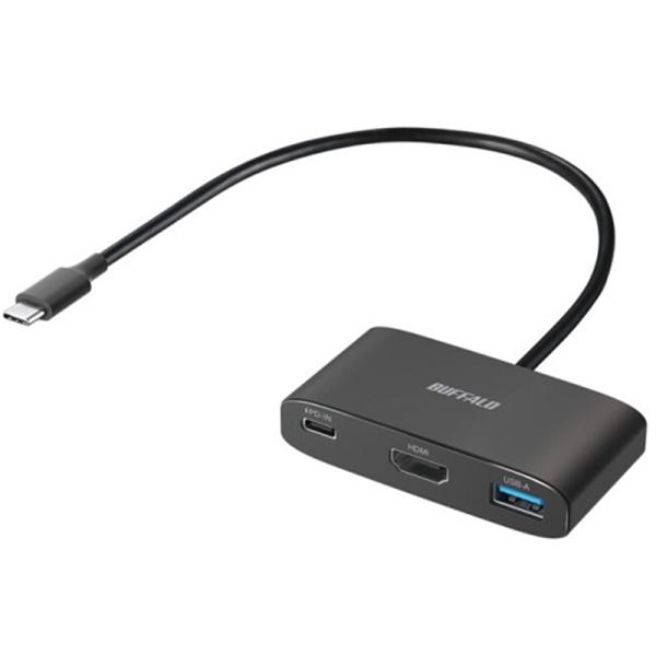 【発売日：2023年09月05日】バッファロー（Buffalo） USBハブ バスパワー 3ポート HDMI/Type-C/Type-A USB3.2（Gen1） PD対応 BSH3U330C1PBK ブラック・PCへ充電しながらHDMI出...