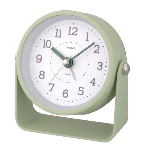 ノア精密 MAG電子音目覚まし時計 モナカ T778-GRZ グリーン<b><u>※電池別売（マンガン）単３×１本</u></b>・スモーキーカラーがオシャレな目覚まし時計・自由な角度で使用可...