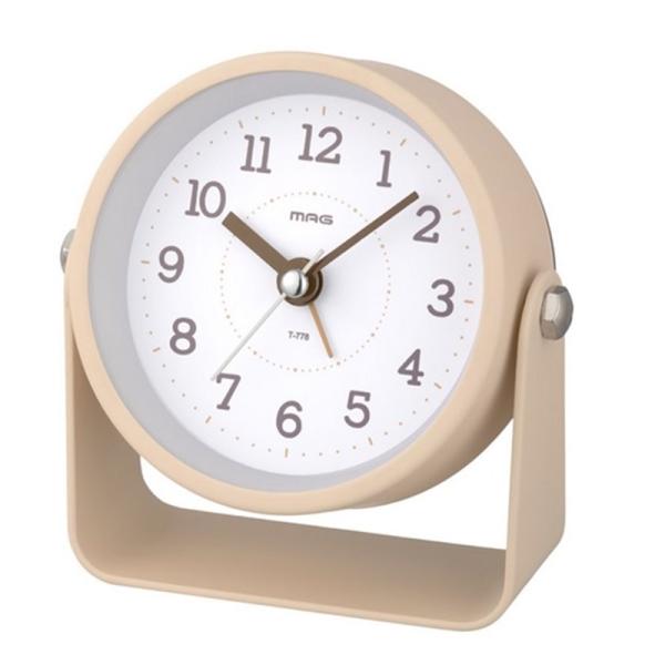 ノア精密 MAG電子音目覚まし時計 モナカ T778-IVZ アイボリー<b><u>※電池別売（マンガン）単３×１本</u></b>・スモーキーカラーがオシャレな目覚まし時計・自由な角度で使用...