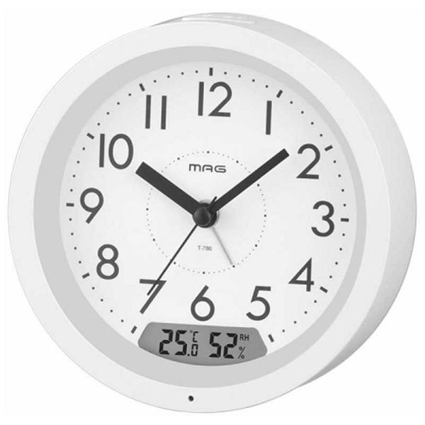ノア精密 MAG自動点灯デジアナ目覚まし時計 レイ T-786 WH-Z <b><u>※電池別売（アルカリ）単３×２本</u></b>・暗い場所ではライトが自動で点灯し時刻が見やすい目覚まし時...