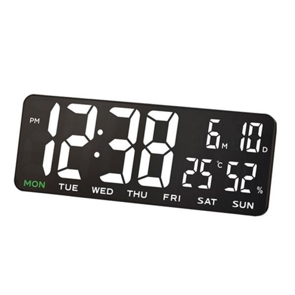 ノア精密 デジタルLED置掛兼用時計ホワイトアワー W-813 BK ・湿度や温度を表示・何曜日なのかわかりやすい・非電波時計