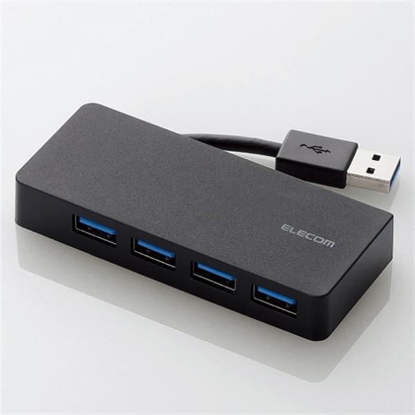 エレコム ＵＳＢ３．０／バス／４ポート U3H-K417BBK ブラック・4ポートUSB3.0ハブ(ケーブル収納タイプ)　U3H-K417Bシリーズ・USB2.0の10倍の転送速度、5Gbps(理論値)を実現するUSB3.0に対応!・本体背...
