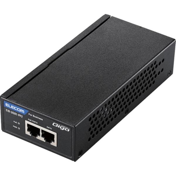 エレコム ＩＥＥＥ８０２．３ａｆ対応　ＰｏＥインジェクター EIB-UG01-PF2 ・電源が確保しづらい場所へのPoE対応機器設置に最適・耐熱50℃で過酷な環境でも安定して稼働できる・PoE規格「IEEE802.3af」に対応し、最大15...