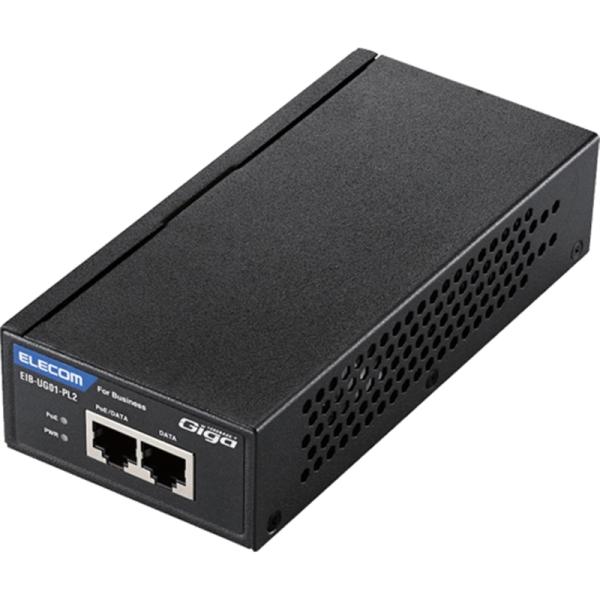 エレコム ＩＥＥＥ８０２．３ａｆ／ａｔ対応　ＰｏＥインジェクター EIB-UG01-PL2 ・電源が確保しづらい場所へのPoE対応機器設置に最適・耐熱50℃で過酷な環境でも安定して稼働できる・PoE規格「IEEE802.3af」と「IEEE...