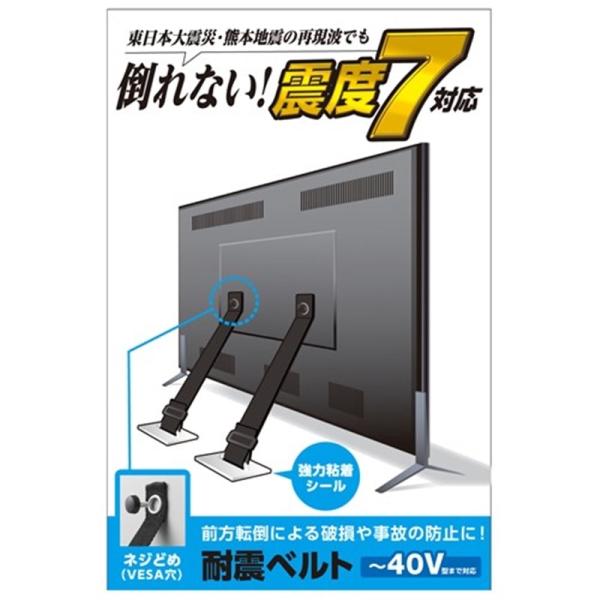 【発売日：2018年02月22日】エレコム ＴＶ用耐震ベルト／〜４０Ｖ用／ネジどめタイプ（ＶＥＳＡ穴）／２本入 TS-005N 【数量限定・未開封店頭在庫】・地震対策に!震度7相当の振動試験もクリアした、テレビ裏面のVESA穴を利用した、テ...