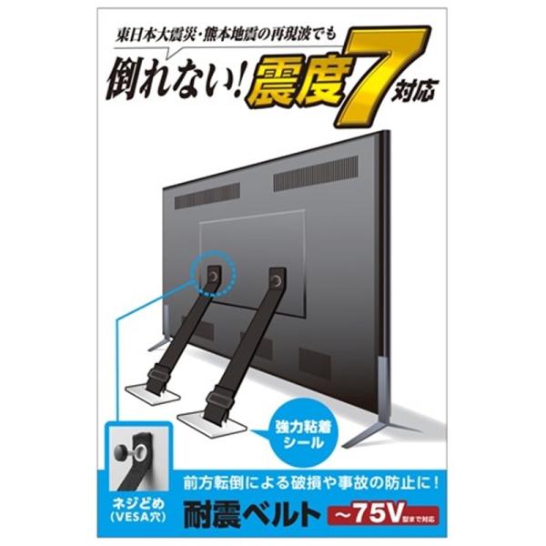 【発売日：2018年02月22日】エレコム ＴＶ用耐震ベルト／〜７５Ｖ用／ネジどめタイプ（ＶＥＳＡ穴）／２本入 TS-006N ・地震対策に!震度7相当の振動試験もクリアした、テレビ裏面のVESA穴を利用した、テレビの前方への転倒を防止する...