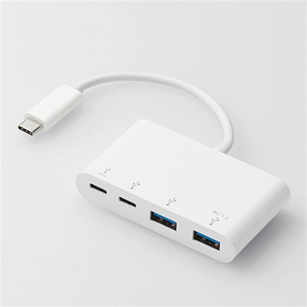 【発売日：2018年09月10日】エレコム ＵＳＢ　Ｔｙｐｅ−Ｃコネクタ搭載ＵＳＢハブ（ＰＤ対応） U3HC-A423P5WH ホワイト【数量限定・未開封店頭在庫】・充電しながら、最高転送速度5Gbpsで高速データ転送・USB Aポート2つ...