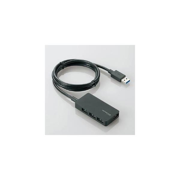 【発売日：2014年05月01日】エレコム ＵＳＢＨＵＢ３．０／セルフパワー／４ポート U3H-A408SBK ブラック・消費電力が大きなハードディスクドライブなどのUSB機器も安心して使えるUSB3.0ハブ・Windows8.1対応・AC...