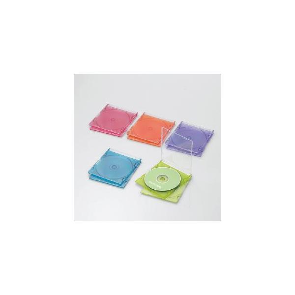 エレコム ＣＤ／ＤＶＤプラケース CCD-JSCS10ASO 5色アソート（クリアピンク、クリアオレンジ、クリアグリーン、クリアブルー、クリアパープル）・厚さ約5mmでコンパクトに収納できる・スリムタイプのBlu-ray／DVD／CDケース...