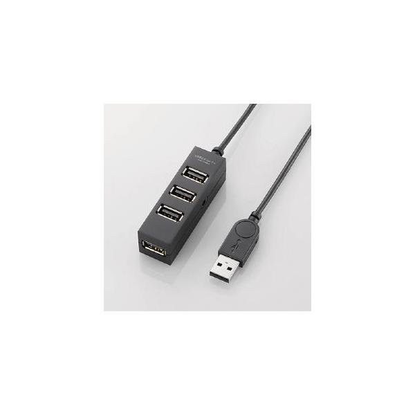 エレコム ＵＳＢＨＵＢ２．０／ＴＶ用／セルフパワー／４ポート U2H-TV003SBK ブラック・TV用・テレビの電源をOFFにするとHDDへの給電もOFFできる電源連動機能に対応・テレビに接続することでHDDを最大4台まで増やせるUSB2...