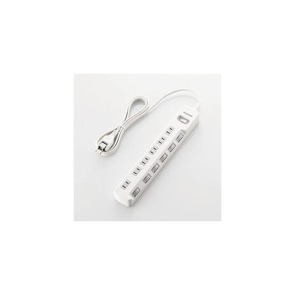 エレコム エコタップ／一括＆個別スイッチ／６個口 T-E7A-2620WH ホワイト・一括&amp;個別スイッチ付 省エネタップ　T-E7A-26シリーズ・一括スイッチと個別スイッチが付いた省エネタップ・コード長：2.0m　差込6個口