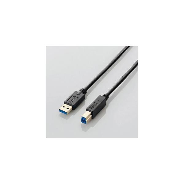 エレコム ＵＳＢ３．０ケーブル／Ａ−Ｂ／スタンダード／２ｍ USB3-AB20BK ブラック・USB3.0の規格「Certified SuperSpeed USB(USB3.0)」の正規認証品・パソコンとハードディスクなどの機器を接続できる...