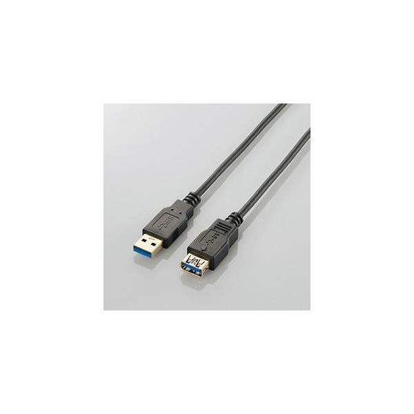 エレコム ＵＳＢ３．０ケーブル／Ａ−Ａ延長／スリム／２ｍ USB3-EX20BK ブラック・直径4.0mmと細くてとりまわしの良い極細USB3.0延長ケーブル・パソコンとハードディスクなどの機器を接続できるUSB3.0ケーブル・ケーブル長：...