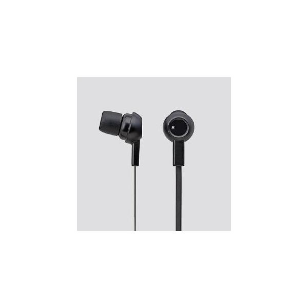 エレコム カナルタイプヘッドホン　ブラック EHP-C3520BK ブラック・取りまわしやすく、からまりを防ぐフラットケーブルを採用・ステレオヘッドホン （耳栓タイプ）