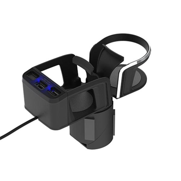 ＳＩＸフィーリング ツインドリンクホルダー&amp;3ポートUSB SDK1912 ブラック【数量限定・未開封店頭在庫】・USBポート付きツインドリンクホルダー・USB電源を必要とするアイテム設置に便利・本体360°回転、スライド機能付き