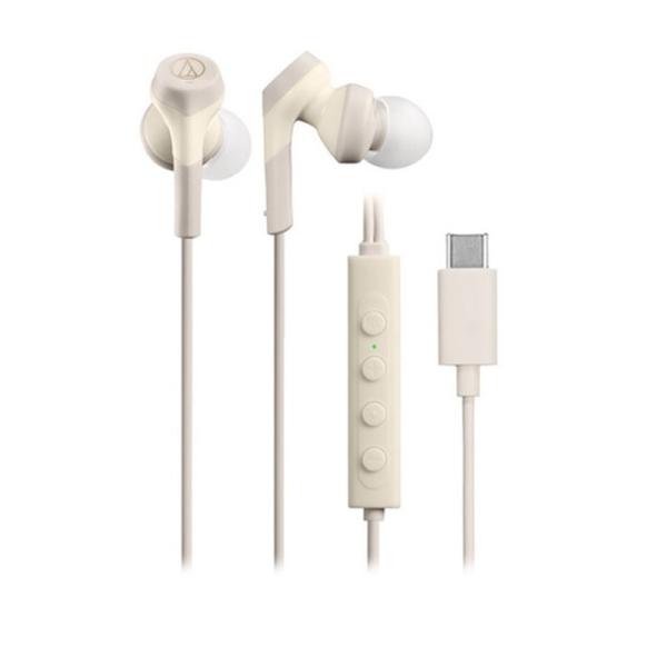 【発売日：2024年12月06日】オーディオテクニカ ノイズキャンセリングUSB Type-C用イヤホン ATH-CKS330NC BG ベージュ・迫力の重低音が楽しめる・高音質DAC（D/Aコンバーター）を内蔵・首に掛けておける1.2mU...