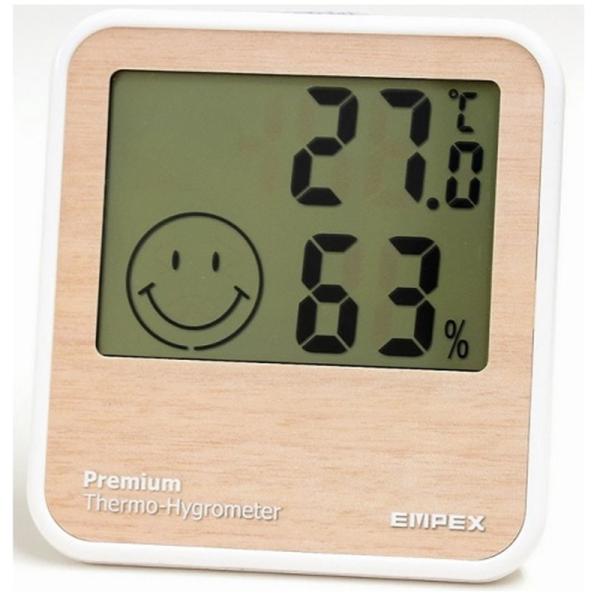 EMPEX（エンペックス） おうちルーム温湿度計プレミアム TD-8443 木目調・室内用・危険度を表情でお知らせ・乾電池式
