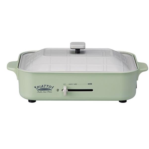 アピックス マルチホットプレート AHP-202(GR) レトログリーン・プレート着脱式ホットプレート・レトログリーンの本体にチェック柄の蓋が可愛い・2〜3人用におすすめのホットプレート