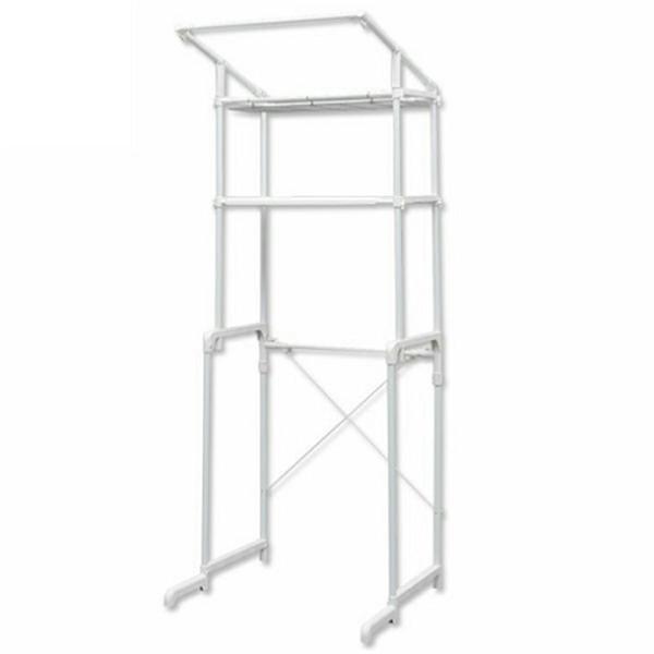 アイリスオーヤマ ランドリーラック LRH-18P ・場所を選ばずどこでも使えるランドリーラック・2枚の棚を有効活用できる・洗濯物の仮干しに使えるハンガーバー付き