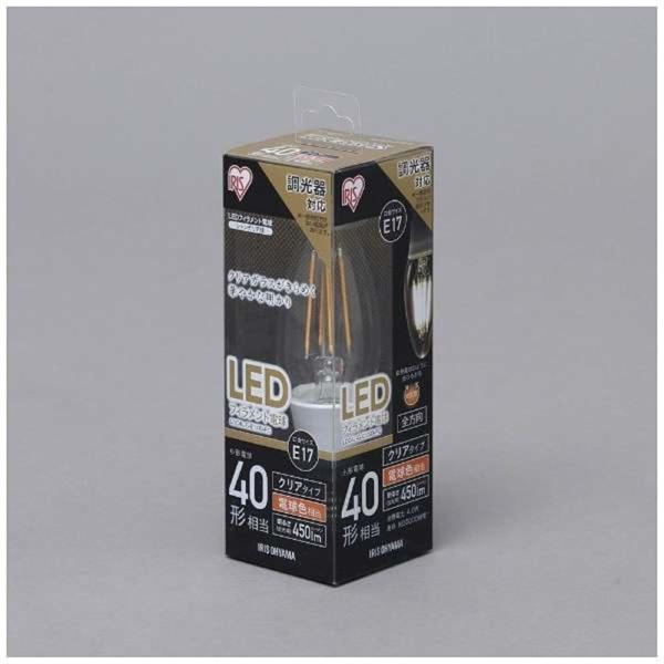 アイリスオーヤマ ＬＥＤ電球 LDC4L-G-E17/D-FC 電球色　40W形相当/E17口金・クリアタイプ電球色 ・450lm（40W形相当）・E17口金