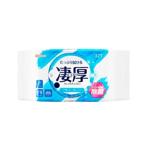 アイリスオーヤマ 凄厚ウェットティッシュアルコールタイプ 32枚入り WTP-32A1P ・アルコールタイプ・除菌ができる・詰め替え容器不要のフィルムパック