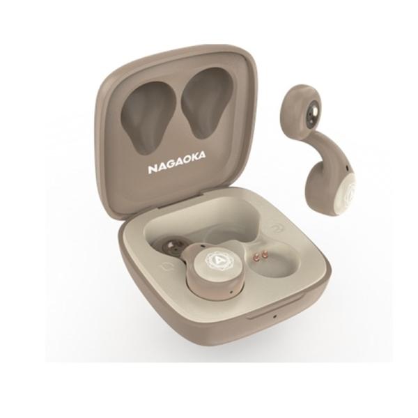 ナガオカ 完全ワイヤレス（ながら聴きイヤホン） NRING30ABE アーモンドベージュ・まるでイヤリング、美しく軽やかに装着。・耳をふさがない、新感覚の「ながら聴き」体験・AACコーデック対応。ワイヤレスでもクリアな高音質