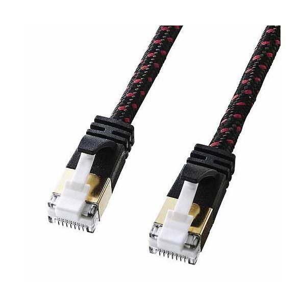 サンワサプライ カテゴリ７細径メッシュＬＡＮケーブル KB-T7ME-05BKR ブラック＆レッド　5ｍ・安心のツメ折れ防止コネクタ・丈夫で取り回しの良い細径メッシュ採用・10G対応CAT7LANケーブル