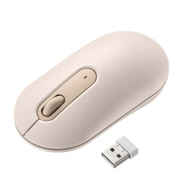 サンワサプライ 静音ワイヤレスマウス MA-WBS327BG ベージュ・電波障害に強い2.4GHzワイヤレス接続・読み取り感度の高いブルーLEDを搭載・左右対称形状、厚さ約30mmの薄型設計