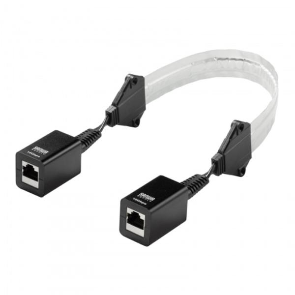 サンワサプライ すきま用 CAT6A 延長LANケーブル（PoE対応） KB-FL6ASTP-EX シルバー・すき間を使って配線ができるRJ-45延長ケーブル・CAT6A対応/STP・PoE（IEEE 802.3at）対応