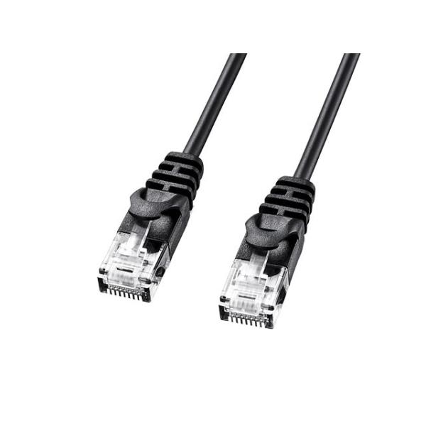 【発売日：2013年01月01日】サンワサプライ カテゴリ６極細ＬＡＮケーブル LA-SL6-03BK ブラック・直径３．８ｍｍの極細タイプ・爪折れ防止カバー付きギガビット対応カテゴリ6LANケーブル・ケーブル長：3m