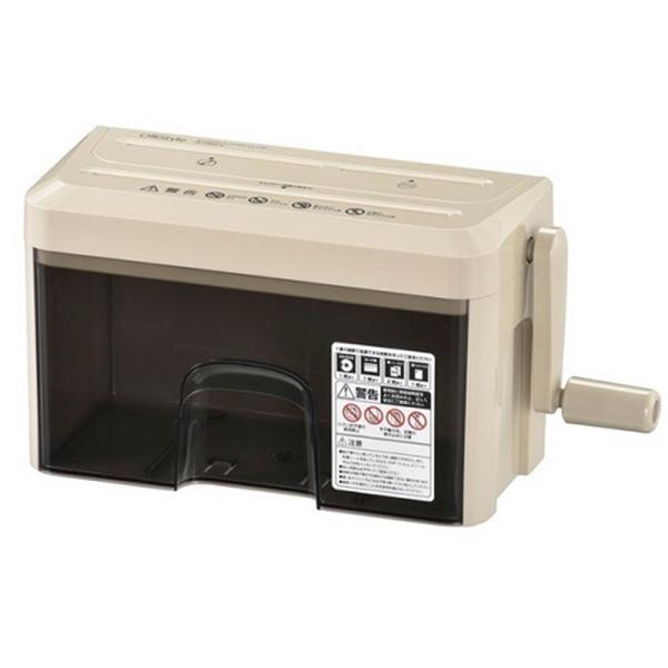 オーム マイクロカットハンドシュレッダー HS-CM22-U ・対応サイズA4・ダストボックス容量3.8リットル・紙もCD、DVD、カード切れる手動式