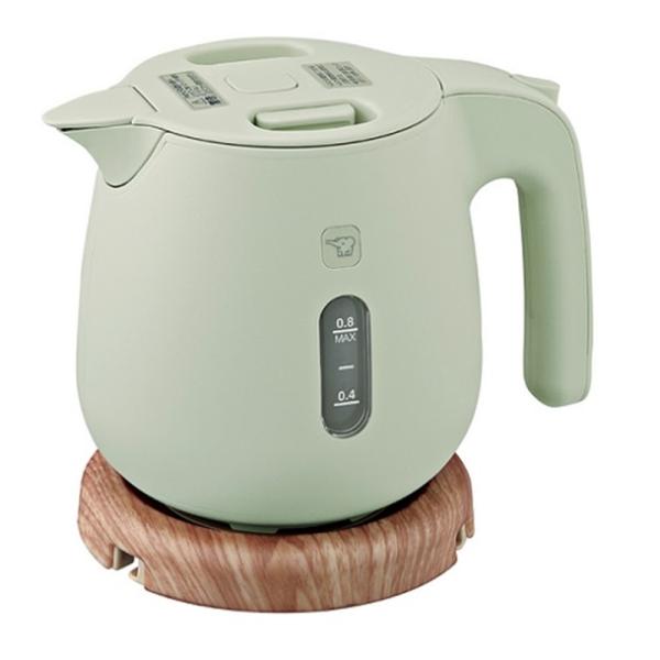 象印マホービン 電気ケトル　0.8L CK-SA08 GZ ダスティグリーン・6つの安全設計。もしものシーンに備えるやさしい電気ケトル・清潔に使える「Ag+抗菌加工 本体外側・ふた上面」・ほこりの入りにくい「注ぎ口　ほこりブロック」