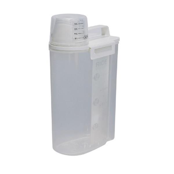 アスベル 密閉米びつ２kg（パッキン付） A7510 クリア・湿気・酸化を防ぐパッキン＆ロック付き・縦置き・横置き可能・ハンドル付き