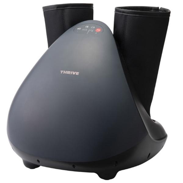 THRIVE（スライヴ） フットマッサージャー MD-8708(GY) グレー・エアーバッグが足先からふくらはぎをしぼり上げてマッサージ・[全体][足][ふくらはぎ]の3種類のモード搭載・エアーバッグの強さは[弱][中][強]の3種類から選...