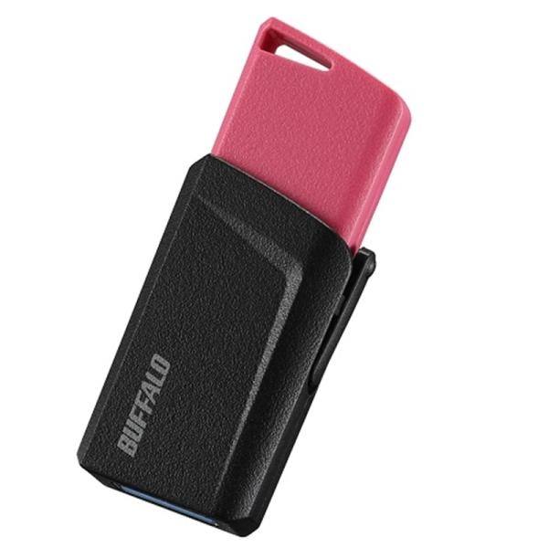 バッファロー（Buffalo） ＵＳＢメモリ RUF3-SP64G-PK ピンク　容量：64GB・USB端子をプッシュで出してワンタッチで収納・「AES256bit」+パターン認証採用・WindowsでもMacでも、幅広いパソコンに対応